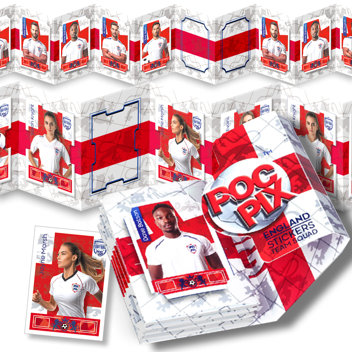 Pocket TCG Football Sticker Collection Book : England Team Squad – Poc Pix